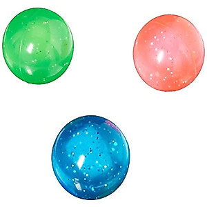 Rhode Island Novelty 1 Dozen 60mm Assorted Colored Glitter Balls Super Bouncy Ball