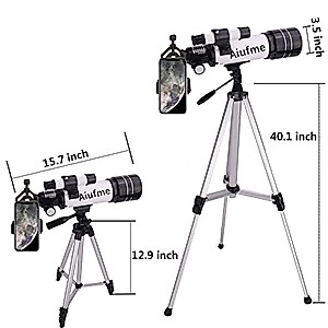 telescopes for Adults Astronomy, Kids 8-12,360mm70mm Aperture Portable Refractor Astronomy Beginners, with A Smartphone Adapter (Black)