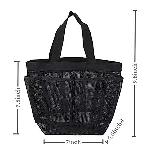 ROVOZAR Mesh Shower Caddy for College Dorm Room Essentials, Hanging Portable Tote Bag Toiletry for Bathroom Accessories (Black)