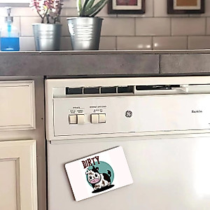 YouFangworkshop Funny Cute Cow Clean Dirty Dishwasher Magnet, Double Sided Strong Kitchen Flip Indicator, Reversible Refrigerator Dish Washer Laundry Room Accessories Decor Magnet
