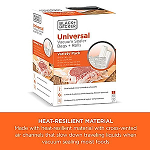 Black + Decker BDVPRB Universal Vacuum Sealer Bags and Rolls Variety Pack