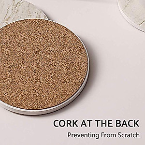 LIFVER Coasters for Coffee Table, Coasters for Drinks Absorbent, Drink Coasters, Housewarming Gift, Home Decor, Set of 6, Farmhouse Coaster Set with Holder, 4 Inches, Sandstone Style