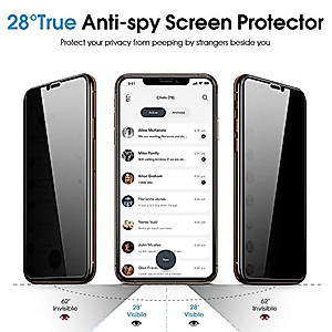 Elecshion (Full-Coverage) Privacy Screen Protector for iPhone 11 and iPhone XR(2 Pack), Anti-spy Tempered Glass Screen Protector for iPhone 11/XR(6.1 ''), Bubble Free, (Case Friendly)