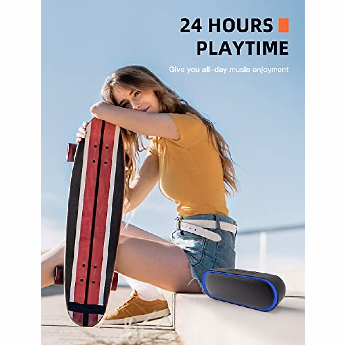 LENRUE Bluetooth Speakers, Waterproof Portable Speakers with TWS, 24 Playtime, Stereo Sound, Wireless for Home Shower Pool Beach Outdoor