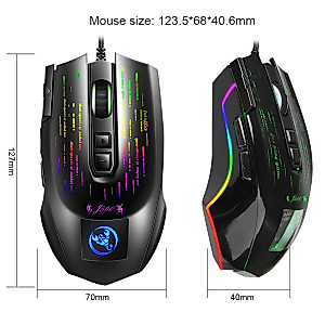 iFCOW Gaming Mouse with Screen Display 6400DPI RGB Backlight USB Game Mouse for Desktop Laptop PC