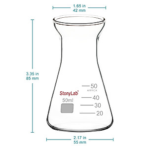 stonylab Glass Wide Mouth Erlenmeyer Flask, 500 ml Borosilicate Glass Erlenmeyer Flask with Heavy Duty Rim, 1 Pack