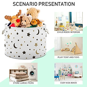 ALAZA Stars Moon Polka Dot Storage Basket Gift Baskets Large Collapsible Laundry Hamper with Handle, 20x20x14 in, Multi (B06D20005)