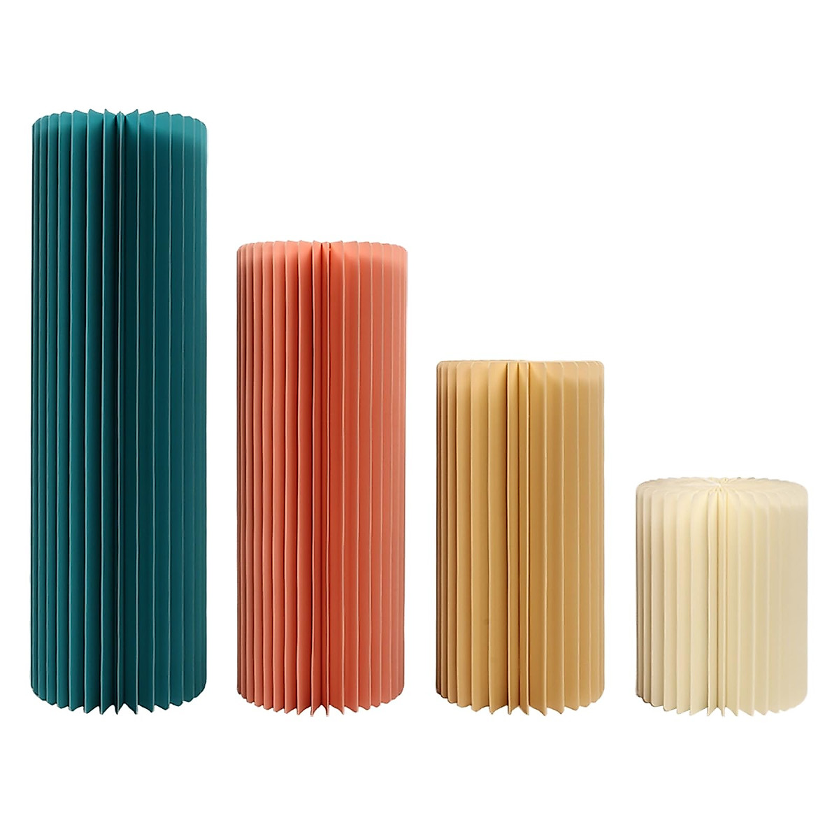 Foldable Paper Columns Display Pedestals Stands for Wedding Engagement Birthday Party Decoration Four Packs White Champagne Light Pink Blue