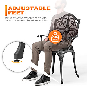 Nuu Garden Bistro Set 3 Piece Outdoor, Cast Aluminum Patio Bistro Sets with Umbrella Hole, Bistro Table and Chairs Set of 2 for Patio Backyard