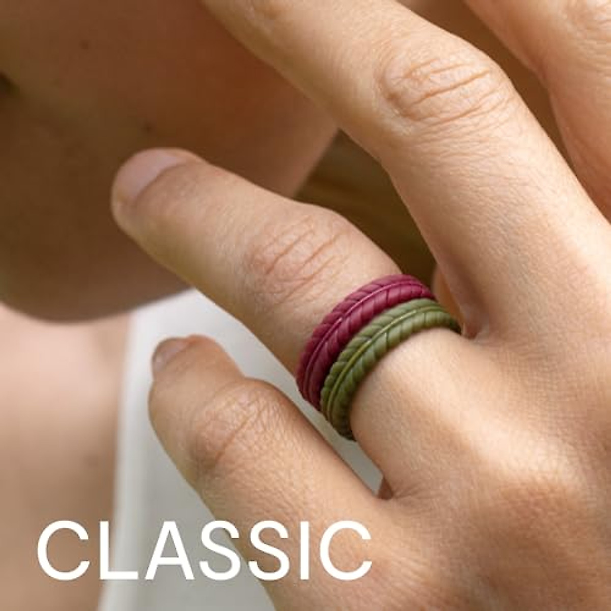 ROQ Silicone Rubber Wedding Ring for Men, Comfort Fit, Men's Wedding Band, Enhanced Breathability, Beveled Edge Duo Inner Arrow Shape Grooves, 8mm Wide 2mm Thick, Single, Red & Black, Size 11