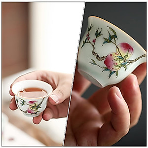 DOITOOL Asian Tea Set Ceramic Teacup Chinese Kung Fu Tea Set Coffee Mug Peach Teaware for Matcha Tea Green Tea Latte Cappuccino Wine Japanese Tea Cups