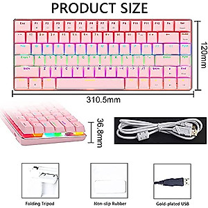 FELICON Wired Mechanical Gaming Keyboard, 82 Keys Compact Rainbow Blacklight Keyboard with Blue Switch, Small and Portable Compatible with Windows PC Laptop Mac Game Office