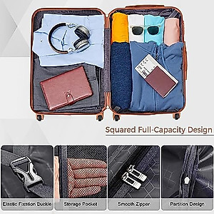 Merax 3 Piece Expandable ABS Hardshell Luggage Sets Spinner Wheel Suitcase TSA Lock Suit Case, Grey Green, 20/24/28 Inch