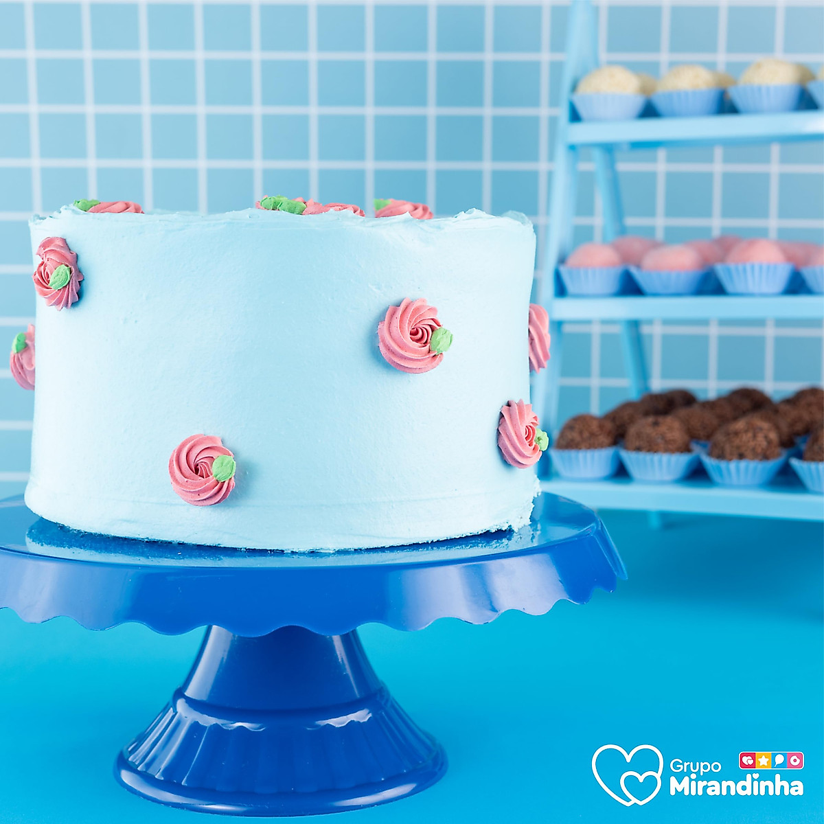 GRUPO MIRANDINHA Acrylic Round Slim Lace Cake Stand Cupcake Stand Candy Stand (Pink)