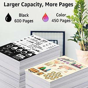 NineLeaf 6 Pack Remanufactured Ink Cartridge Replacement for HP 62XL 62 XL use in Envy 5540 5640 5660 7644 7645 OfficeJet 5740 8040 OfficeJet 200 250 Series Inkjet Printer（3 Black 3 Tri-Color