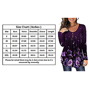 BeadChica Women's Casual Tunic Tops To Wear With Leggings Long Sleeve Floral Henley Blouses Botton Up Shirts-Print-L