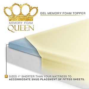 MFQ - Gel Memory Foam Mattress Topper King Size Bed Pad - Made in The USA - 2 Inch Gel Mattress Topper King Size for Extra Padding - Extra Soft and Comfy Gel Infused Toppers