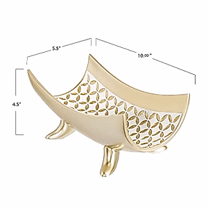 Creative Scents Schonwerk Diamond Lattice Decorative Bowl Table Centerpiece - Home Decor for Living Room, Centerpieces for Dining Room and Coffee Table (Gold & White)