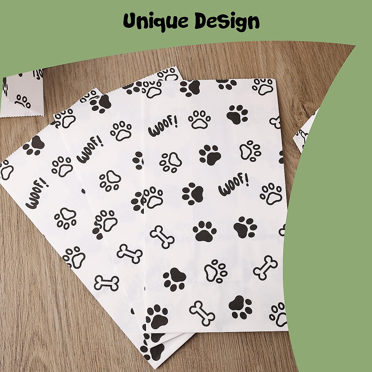 VGOODALL 24PCS Paw Print Treat Bags, 4.7"x 3.1"x 8.7" Puppy Dog Paw Print Gift Bags Black White Dog Paw Party Favors Bags for Girl Boy Baby Shower Birthday Party