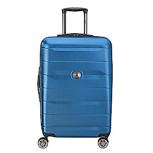 Delsey Luggage Comete 2.0 Medium Checked Luggage, Hard Case Expandable Spinner (Steel Blue)