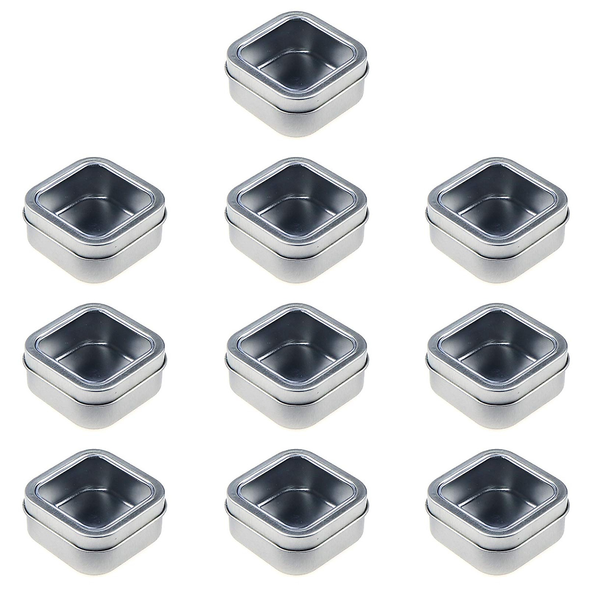 Coshar Rectangular Tin Box Containers with Lid, Large Empty Tin Can Storage Organizer for Cosmetics, Snacks, Candies, Herbs and Underwear, 8.5" x 5.3" x 2" (2Pack, White)