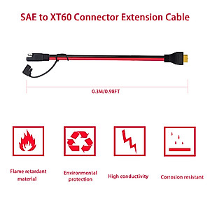 AnkEnergy 12AWG XT60 to SAE Connector Extension Cable for Solar Generator Portable Power Station SAE-XT60 (1Ft)
