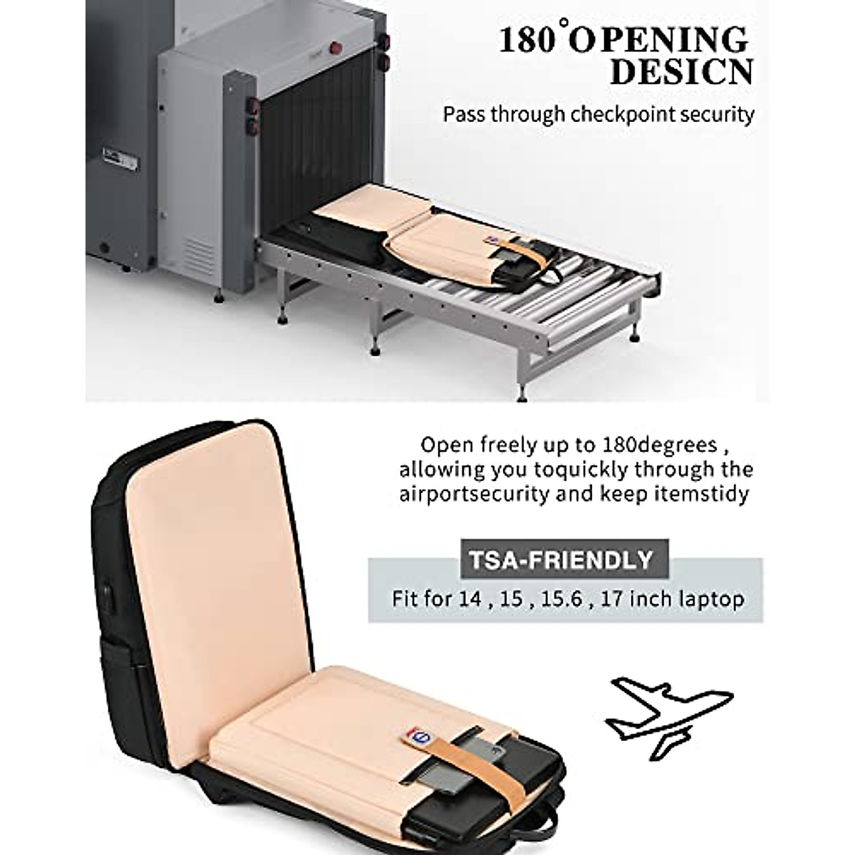 Travel Backpack for Men, TSA Approved Laptop Backpack Large Business Backpack for Men 17.3 Inch Water Resistant Computer Backpack with USB Charging Port, Work College School Bookbag for Men and Women