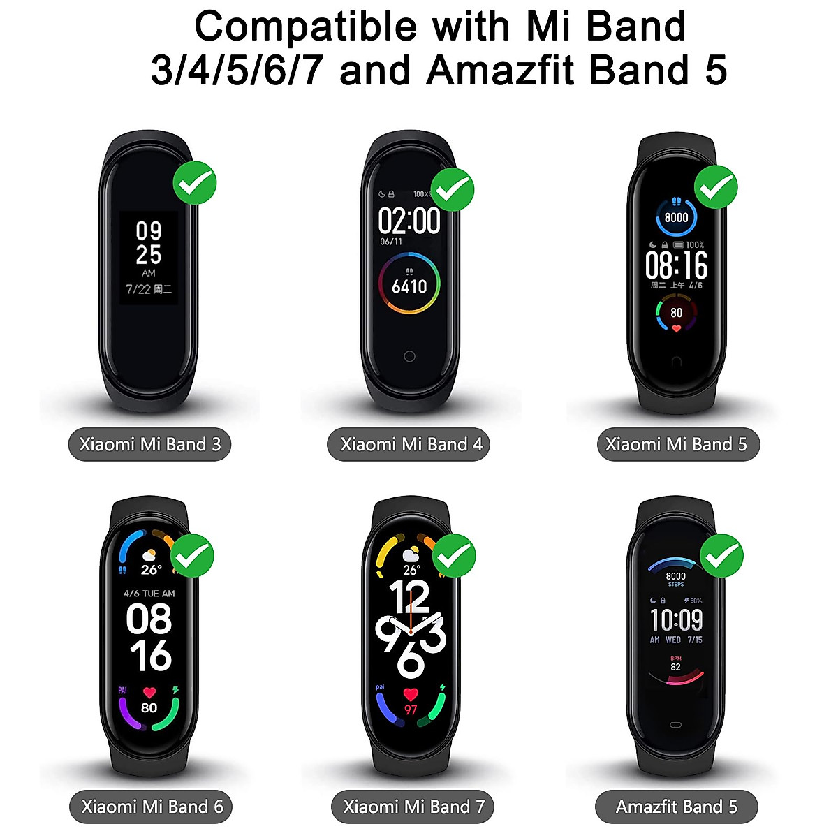 Wanme Bands for Xiaomi Mi Band 5/6 / 7 Strap Women Men, Soft Nylon Sport Strap Compatible with Amazfit Band 5 Replacement Bands Wristband Accessories (Colorful)