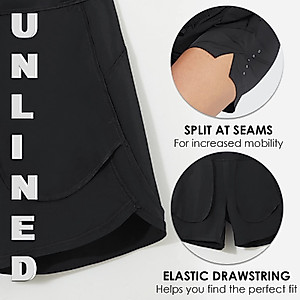 BALEAF Women's 7" Long Running Shorts No Liner Zipper Pockets Quick Dry Athletic Workout Shorts Black M