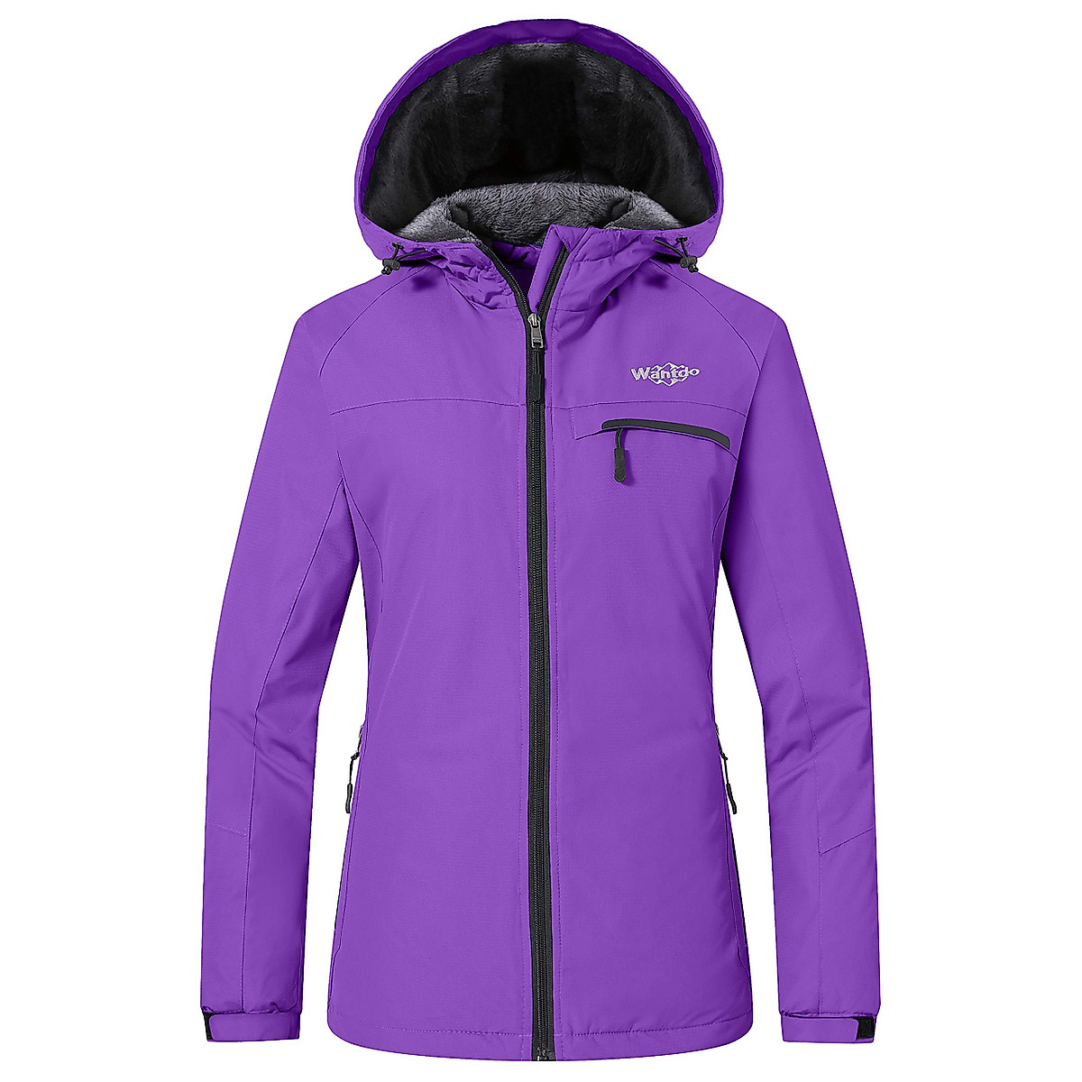wantdo Women's Windproof Ski Jacket Cotton Padded Raincoat Windbreaker Purple S