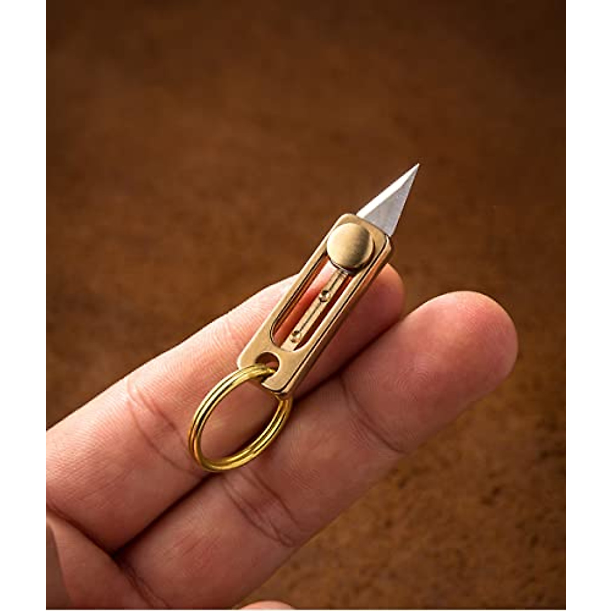 SZHOWORLD Ultra Small Brass Utility Knife, EDC Tiny Knife Box Opener with Stainless Steel Blade,Ultra Portable and Compact