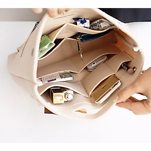 Vercord Extra Tall Felt Bag Organizer Vertical Height Design for Deep Tote and Backpack Bags Red