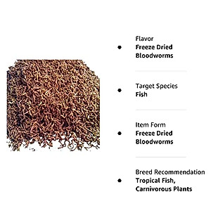 2oz Bloodworms, Freeze Dried Fresh Grade A Floating Bloodworms for All Tropical Fish, Bettas, Discus, Cichlids, Community 0.125 Pound (Pack of 1)