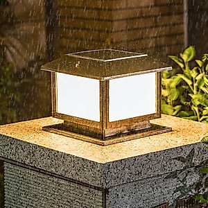 Solar Post Cap Lights Outdoor Aluminum LED Courtyard Villa Gate Pillar Lamp Household Gate Post Wall Lamp, Modern Simplicity Waterproof IP54 Patio Lamp Perfect For Home, Garden, Backyard, [Energy Clas