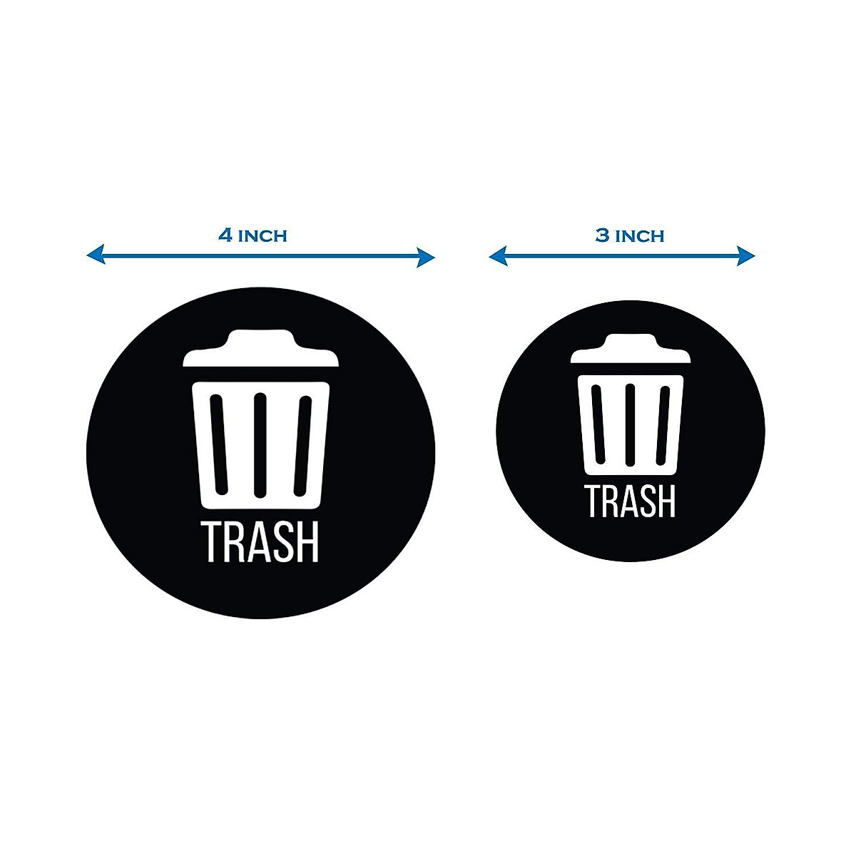 iTouchless Trash Stickers Premium Vinyl Decals for Trash Can; 3" Round Waterproof, Reusable (Set of 3); Indoor/Outdoor