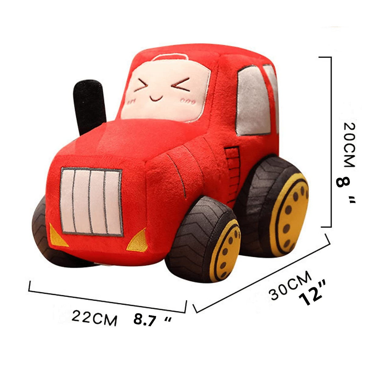 XIYUAN Car Plush Tractor Stuffed Cushion Truck Toy Super Cute Car Plush Pillow - Soft Plush Toy for Little Boys, Girls, Babies and Toddlers - Great Gift (Red)