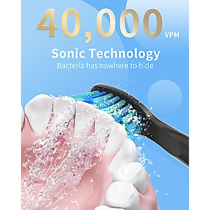 SEAGO Electric Toothbrush for Adults, Ultrasonic Toothbrushes with 8 Brush Heads, Rechargeable Electronic Toothbrush, Black, SG-507