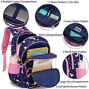 Meisohua Unicorn Backpack for Girls School Backpack 3 in 1 Set Elementary Kindergarten School Bags for Girls with Chest Strap and Lunch Tote Pencil Bag