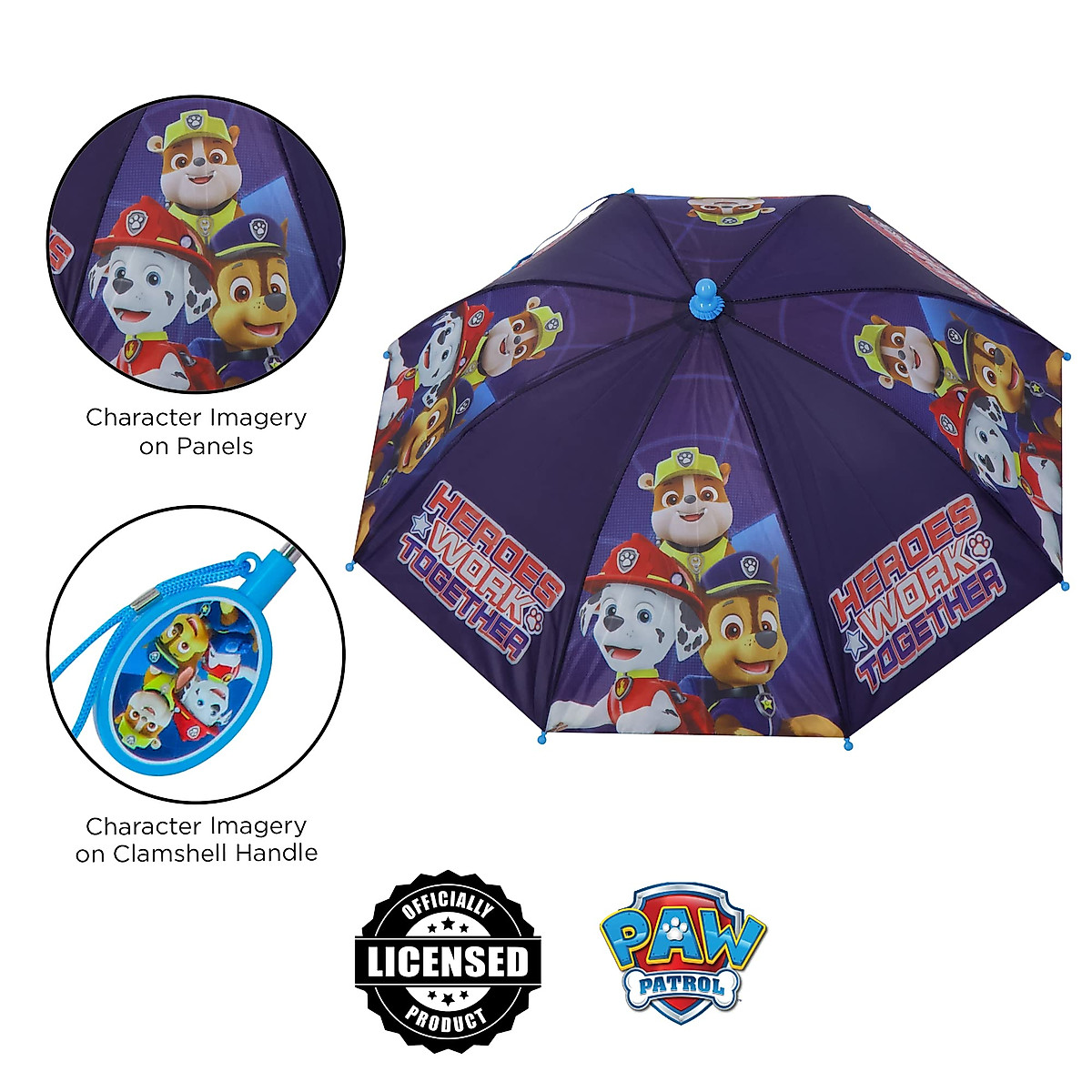 Nickelodeon Kids Umbrella and Slicker, Paw Patrol Toddler Boy Rain Wear Set, Dark Blue, AGE 4-5 US
