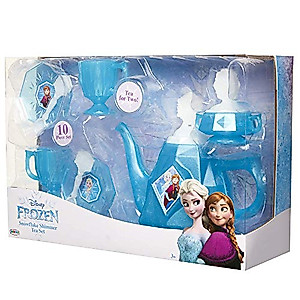 Disney Frozen Tea Set for Girls - 10 Piece Tea Party Set - Pretend Tea Time Play Kitchen Toy, Blue
