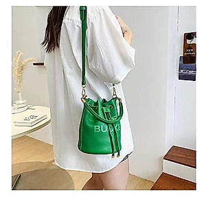 Bucket Bags for Women, Mini Bucket Bag Purses Soft Leather Crossbody Bucket Bags Drawstring Handbags Boho Bag (Green)