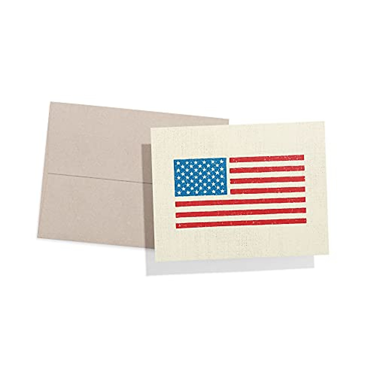Twigs Paper - American Flag Note Cards - 12 Blank Patriotic Greeting Cards With Envelopes - Eco Friendly Stationery - 5.5 x 4.25 Inch - Made In USA