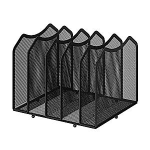Simple Trending Mesh Desktop File Sorter Organizer, 5-Section Bookshelf for Desk Home Office, Black