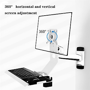 Monitor Stand for Heavy Duty Wall Mount Workstation - Full Motion Standing VESA Mount Arm, Adjustable Mechanical Monitor Stand with Keyboard Tray Arm, Ergonomic Wall Mounted Desk Monitor Arms Stand