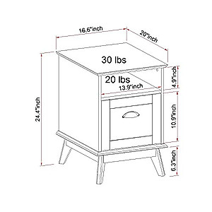 Newport Series Tall Wooden Home Office File Cabinet with Fully Extended Drawer | Side End Table | Sturdy and Stylish | Easy Assembly | Smoke Oak Wood Look Accent Living Room Furniture