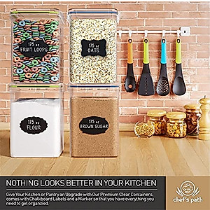 Chef's Path Extra Large Food Storage Containers with Lids Airtight (5.2L|175Oz|2 Pack) for Flour, Sugar, Rice & Baking Supply - Airtight Kitchen & Pantry Bulk Food Storage for Kitchen Organization