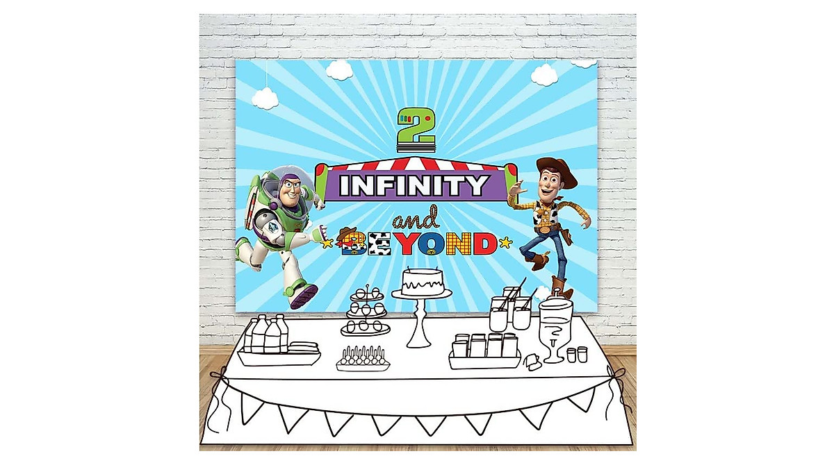Buzz Lightyear Birthday Banner - 5x3ft Party Backdrop
