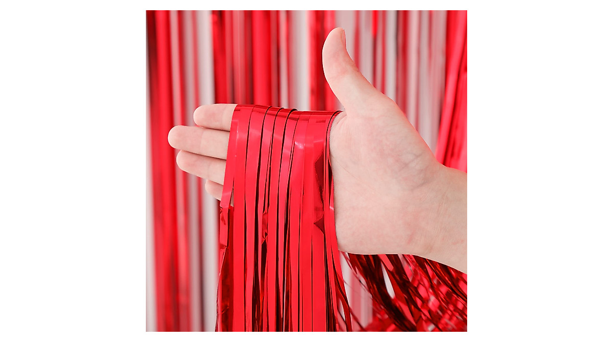 Voircoloria Red Foil Fringe Curtains for Parties