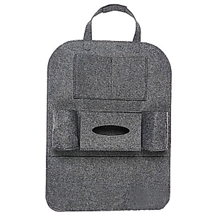 PMLAND Car Seat Back Cover Case Kids Kick Protectors with Organizer - Dark Gray