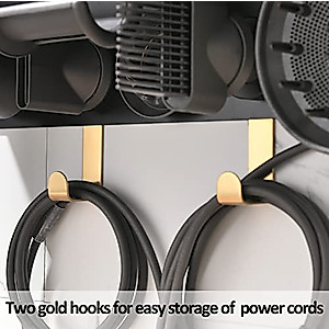 Affogato Wall Mount Holder for Dyson Airwrap Styler Supersonic Hair Dryer, Wall Mounted Organizer for Storage Attachments, Rack with Hooks for Accessories Nozzles Barrels Brushes